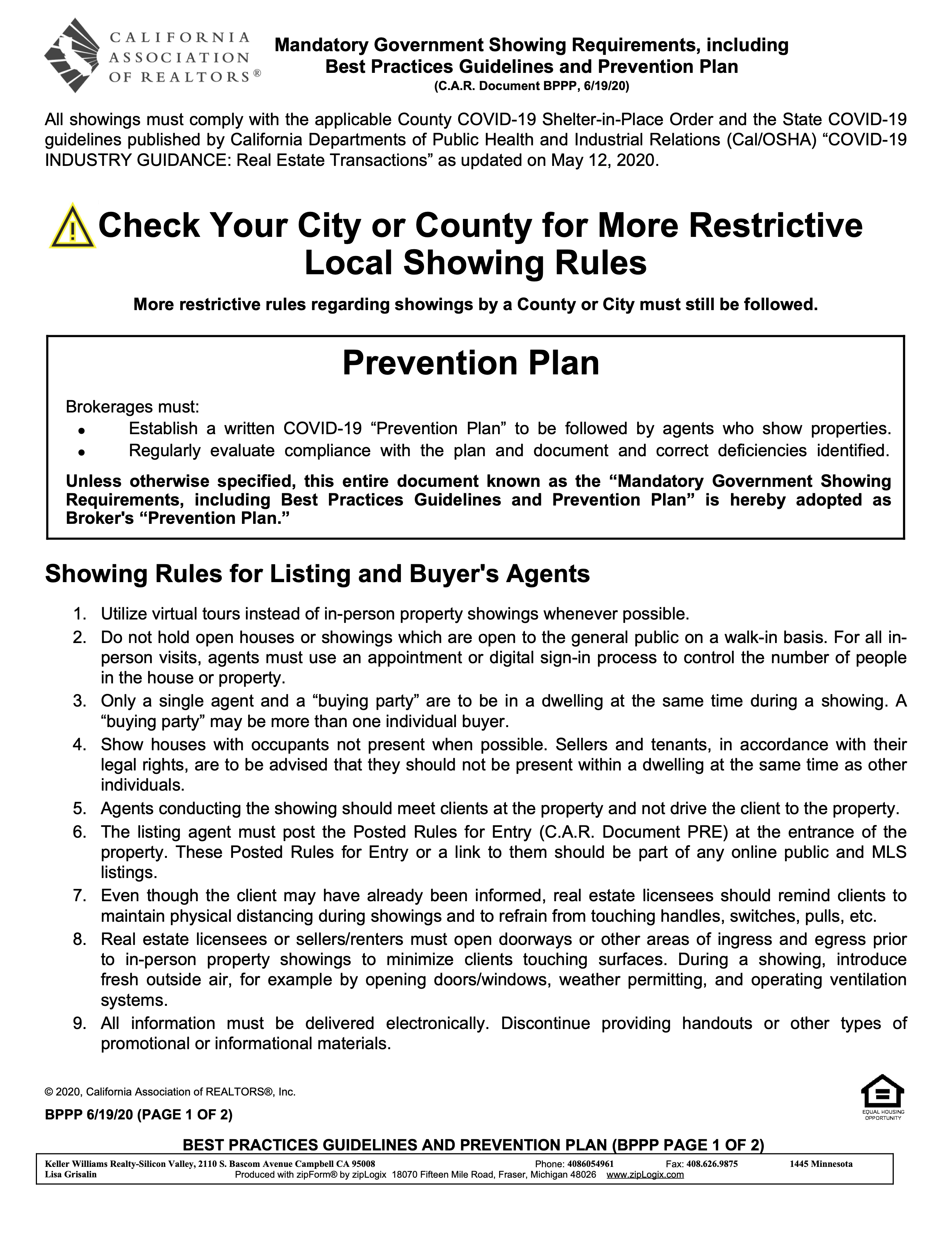 Mandatory Government Showing Requirements - Lisa & Lisa Real Estate ...